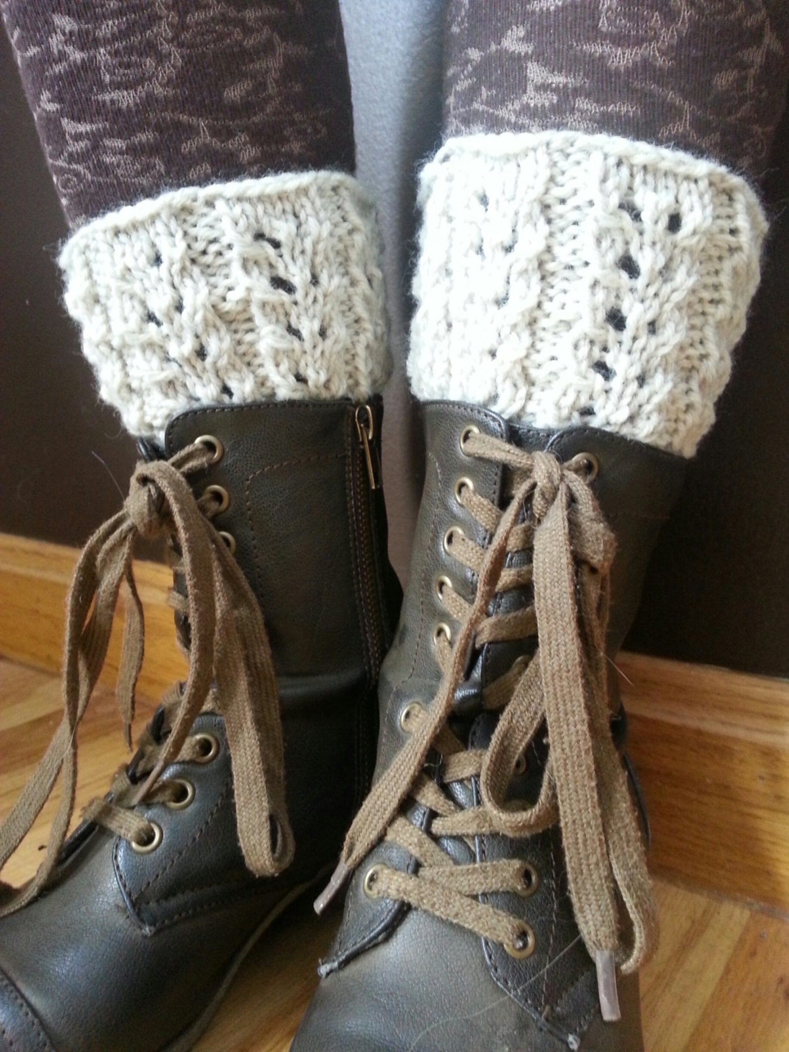 KNTTING PATTERN: Lace Knit Ribbed Boot Cuffs/legwarmers, Easy First ...