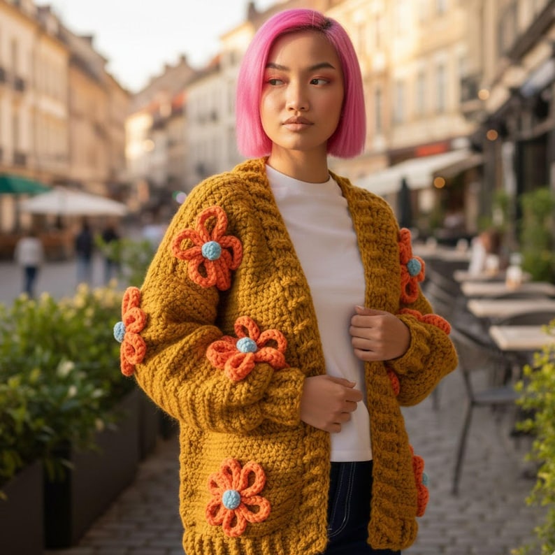 Crochet Cardigan Pattern, Daisy Flower Sweater Crochet Pattern PDF ...