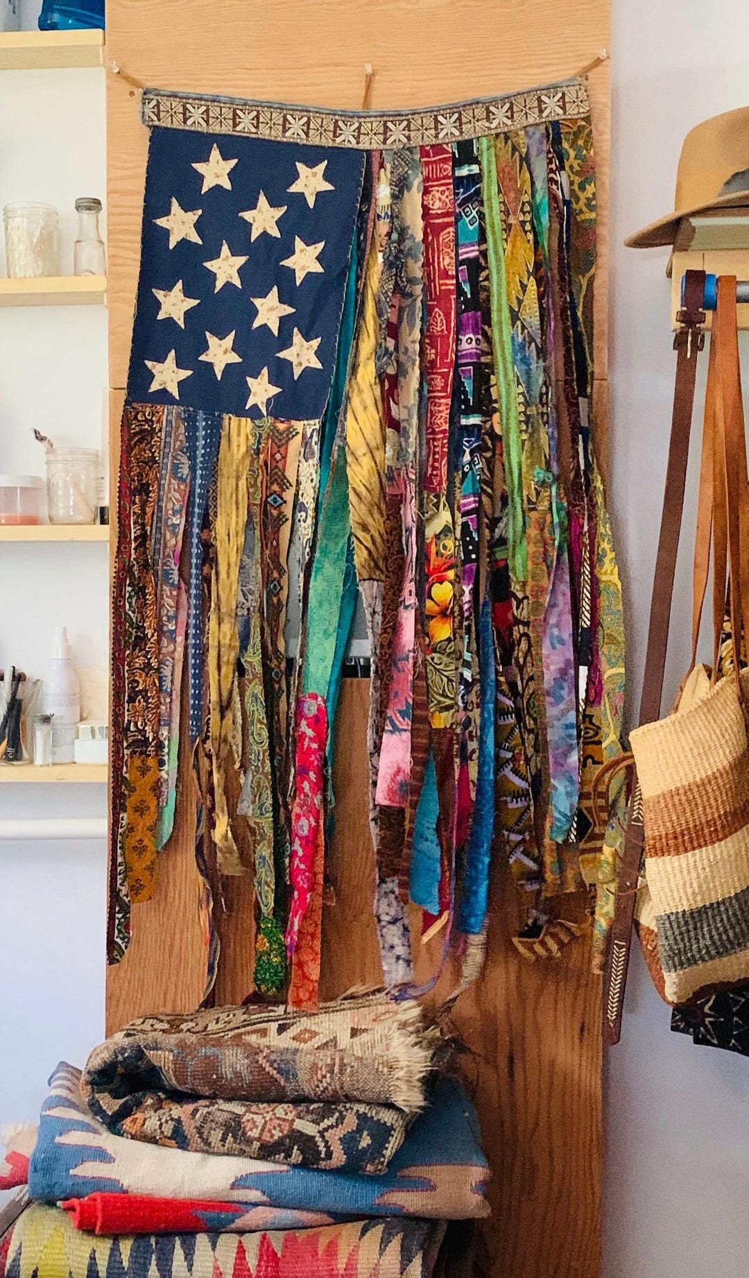 Bohemian American Flag Art From Thrifted Upcycled Vtg @ Diverse Fabrics ...