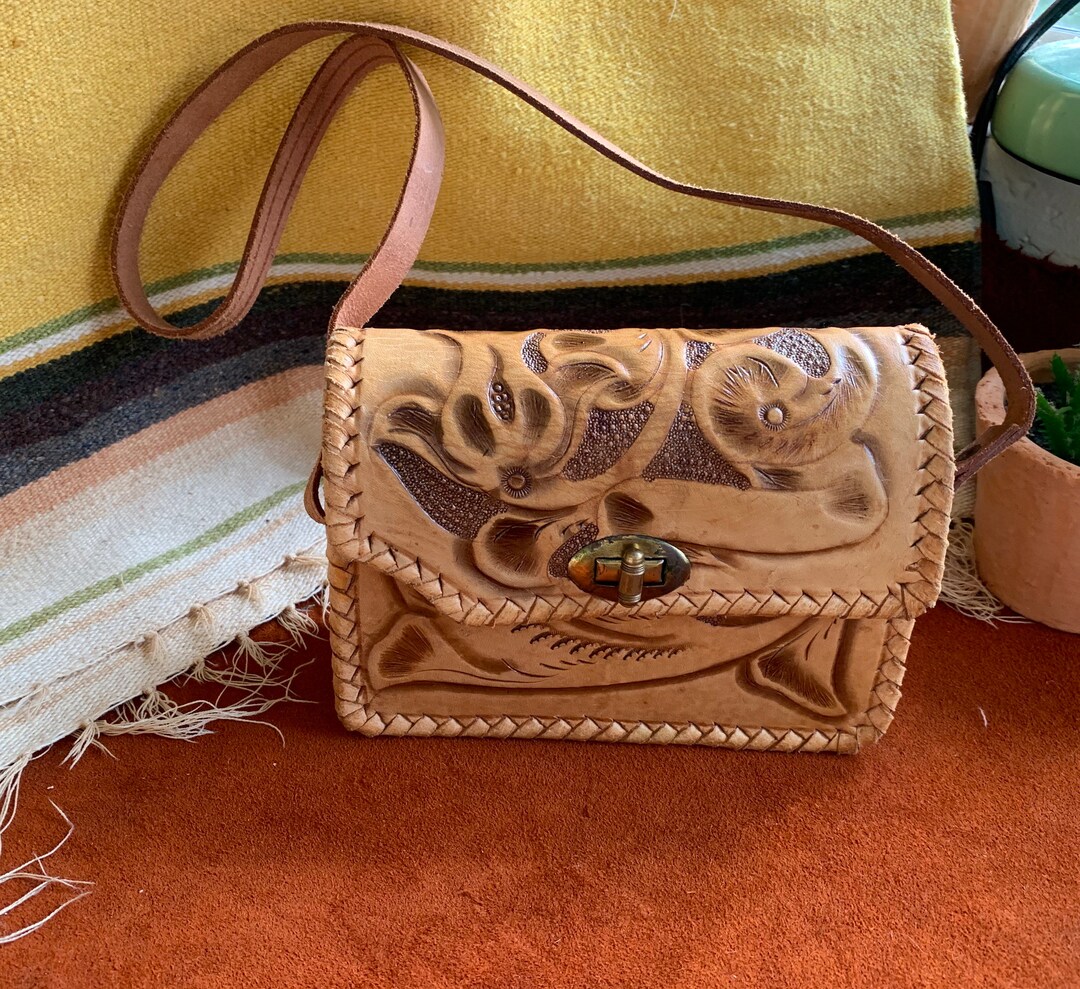 Girls Western Tooled Leather Purse Pocketbook Shoulder Bag Western ...