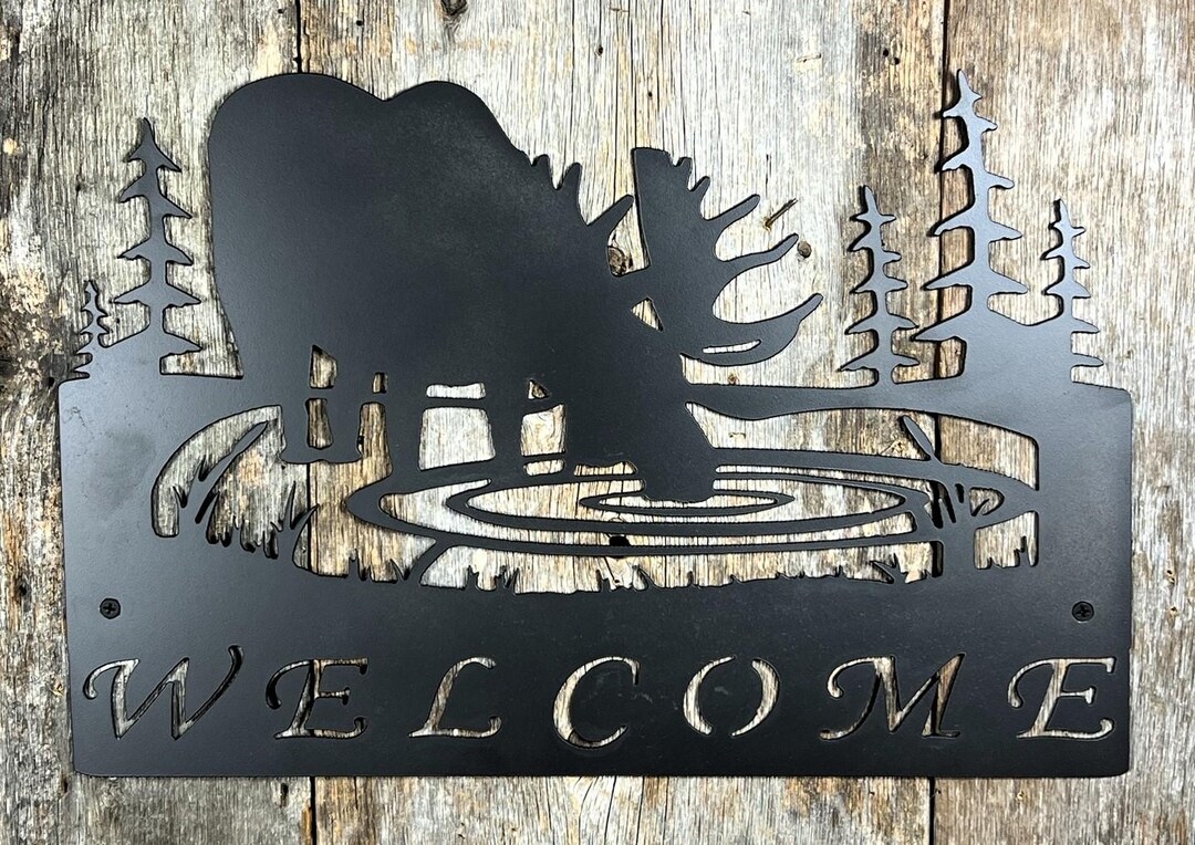 Bull Moose Scenery Welcome Sign - Etsy