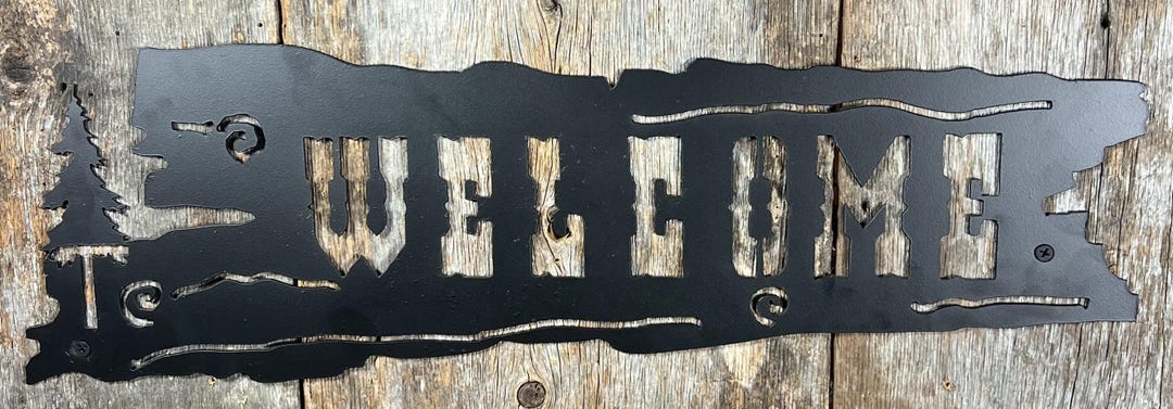 Rustic Metal Welcome Sign - Etsy