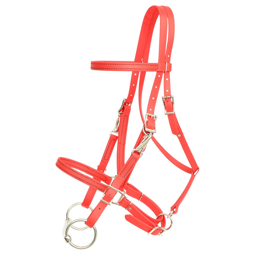 Horse Size-ready MADE-RED Halter Bridle With Bit Hangers Made From Beta ...