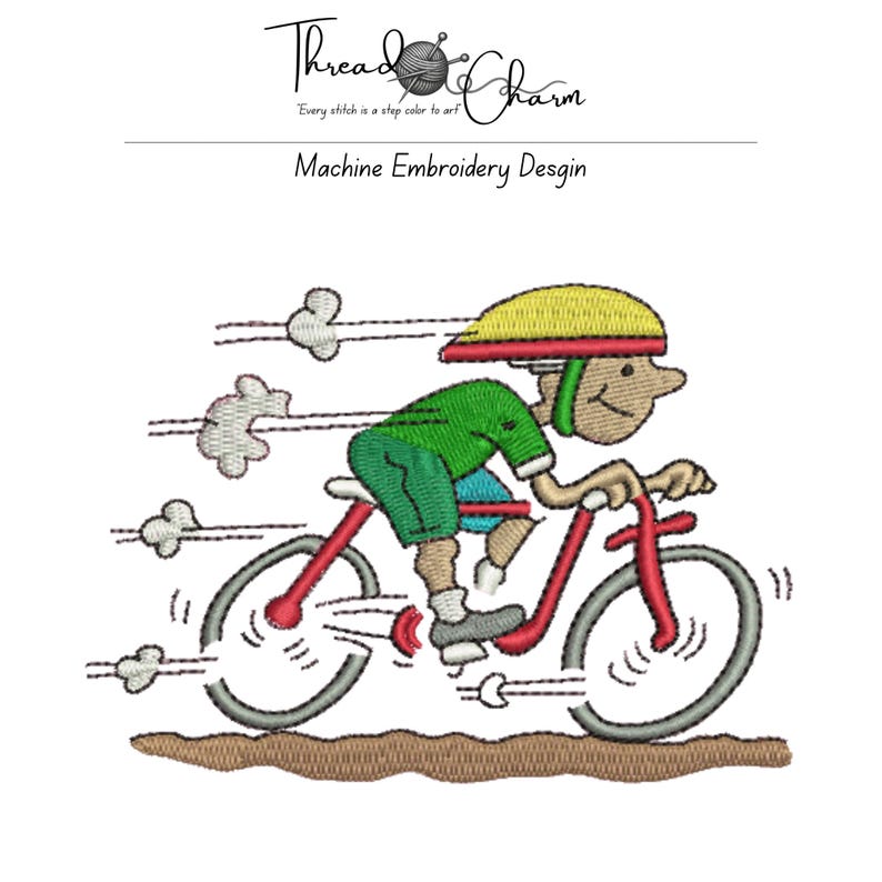 Cartoon Cycling Boy Embroidery Design, Kids Cyclist Machine Stitch ...