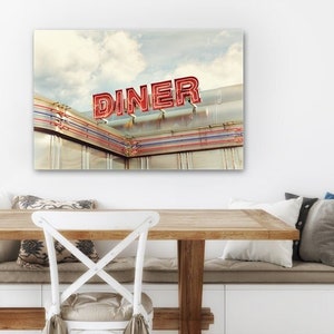 Retro Red Diner Sign Wall Art - Mid Century Kitchen Prints & Ready to ...