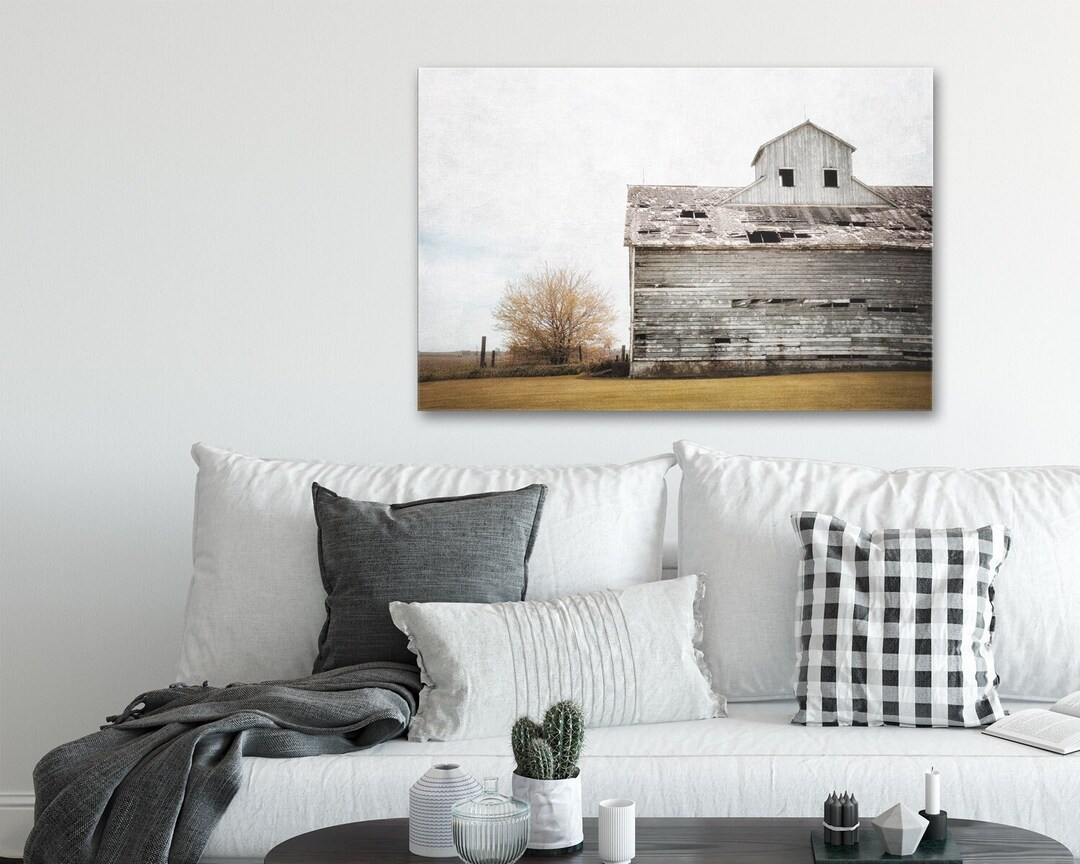 Rustic White Barn Wall Art Modern Farmhouse Decor, Country Farm ...