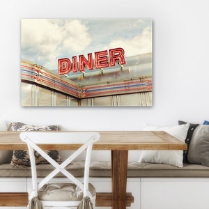 Retro Red Diner Sign Wall Art Mid Century Kitchen Prints & | Etsy