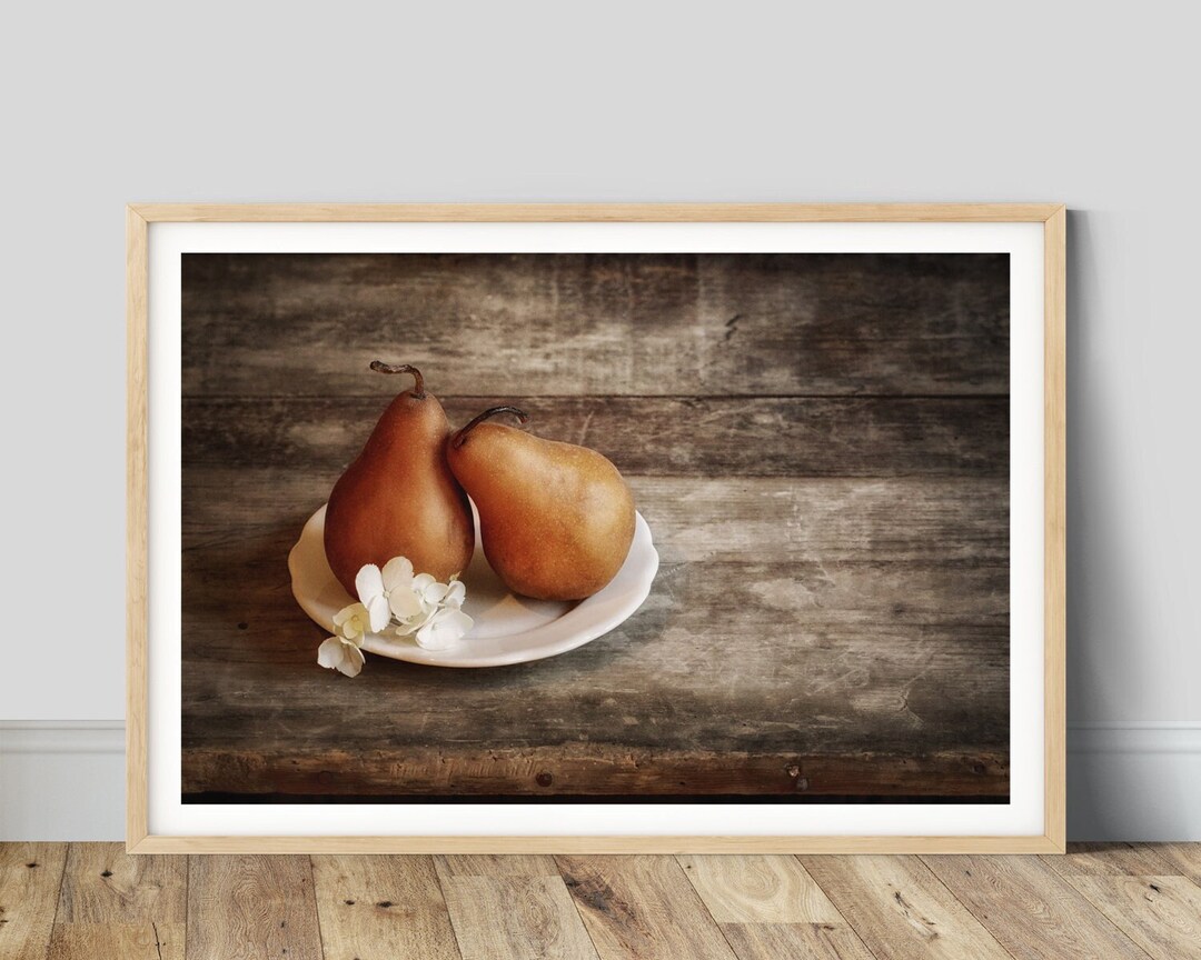 Pear Wall Art - Rustic Country Kitchen Artwork, Cottage Farmhouse Decor ...