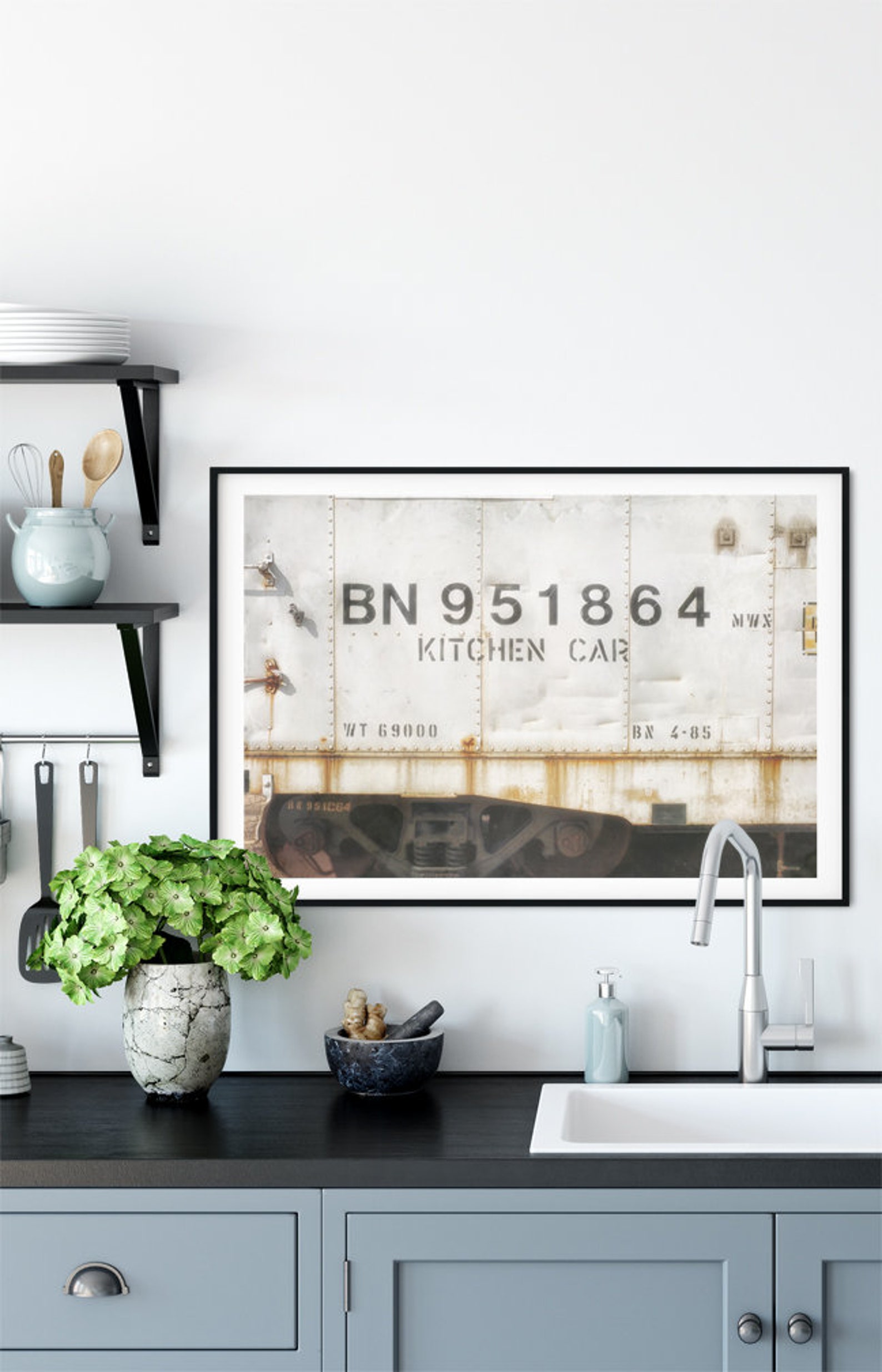 Rustic Industrial Art Kitchen Train Car Railroad Wall - Etsy