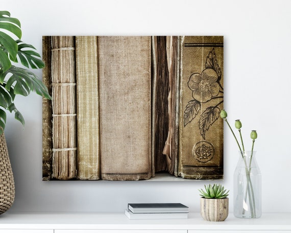 Rustic Home Library Artwork Antique Brown Books Office Wall - Etsy