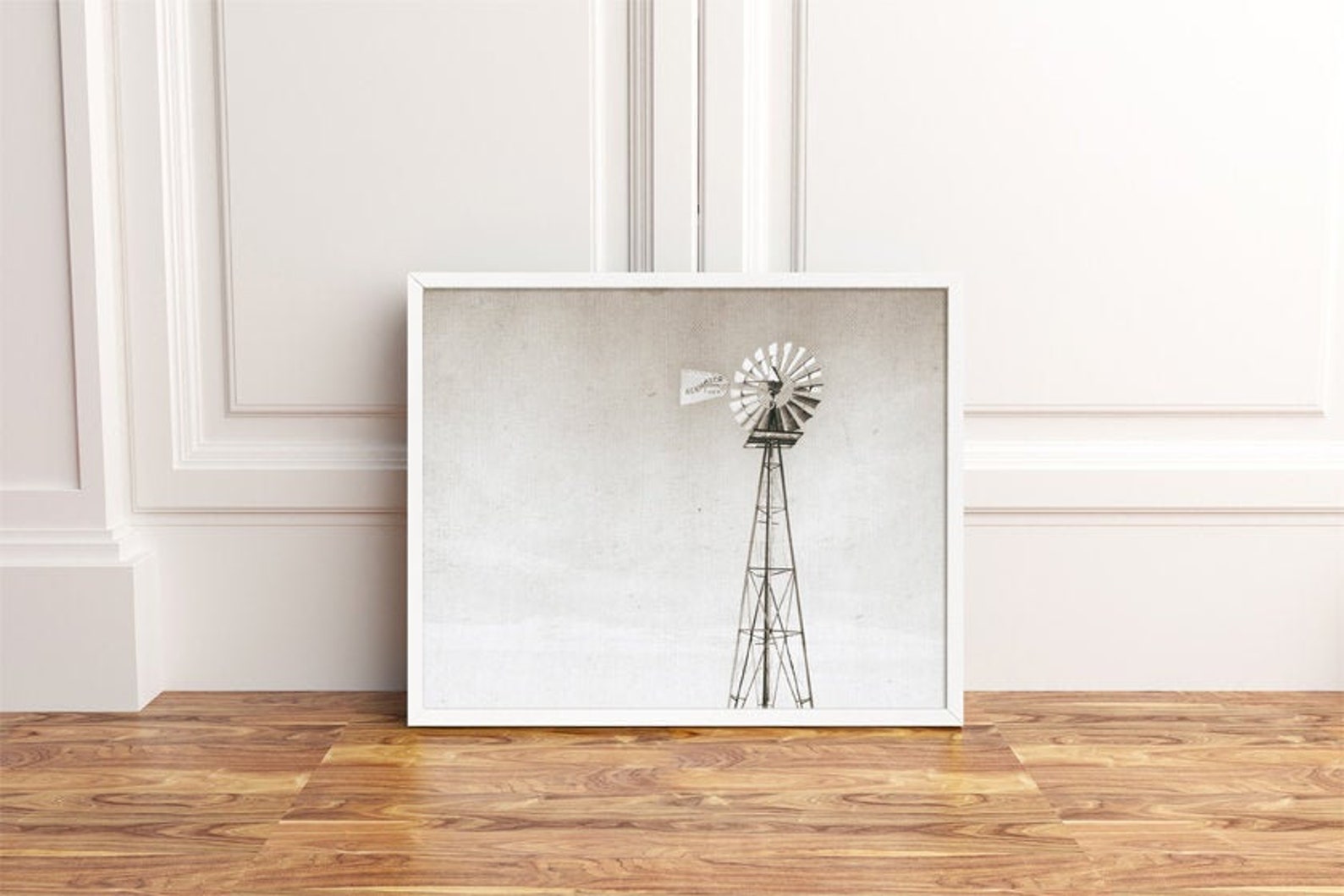 Gray Windmill Wall Art Neutral Farmhouse Living Room Decor - Etsy