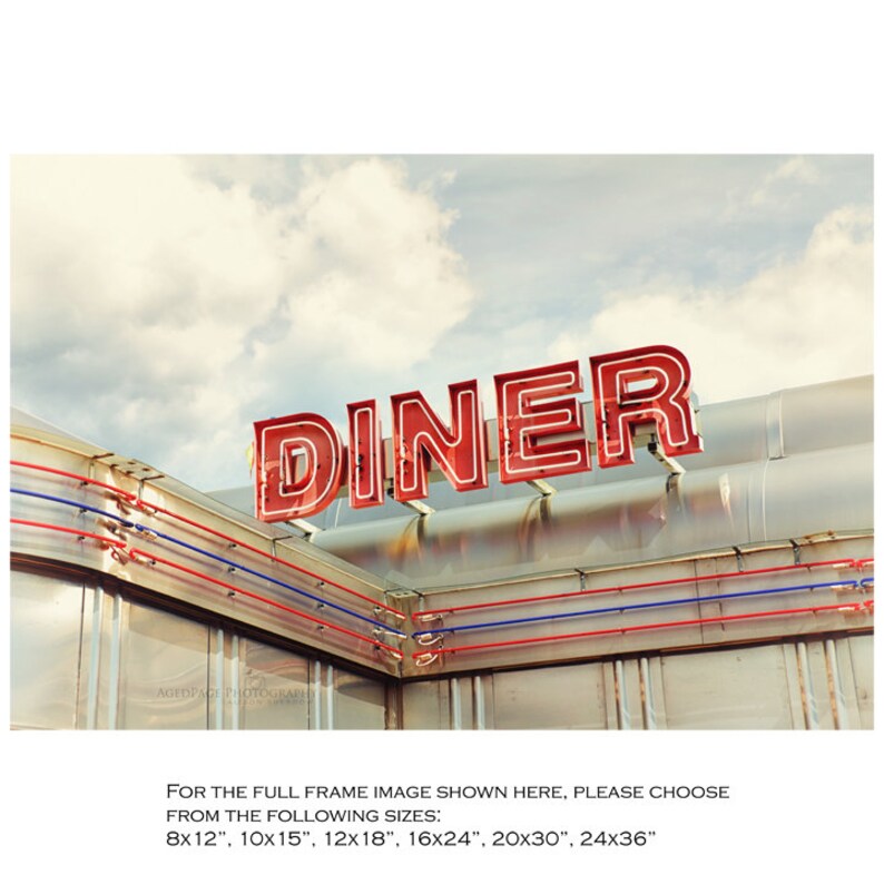 Retro Red Diner Sign Wall Art Mid Century Kitchen Prints & - Etsy