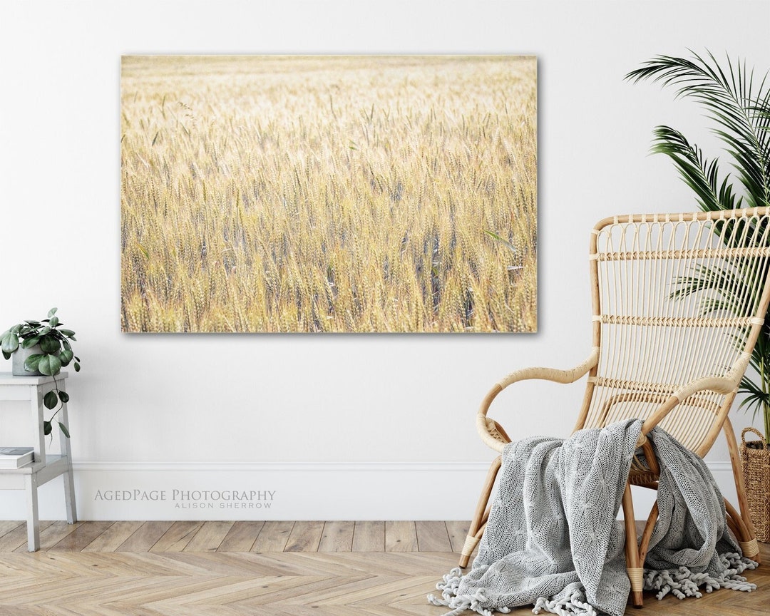 Minimalist Wall Decor Wheat Field Art, Country Farm Landscape ...