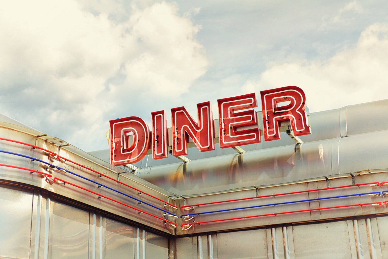 Retro Red Diner Sign Wall Art Mid Century Kitchen Prints & | Etsy