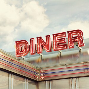 Retro Red Diner Sign Wall Art - Mid Century Kitchen Prints & Ready to ...