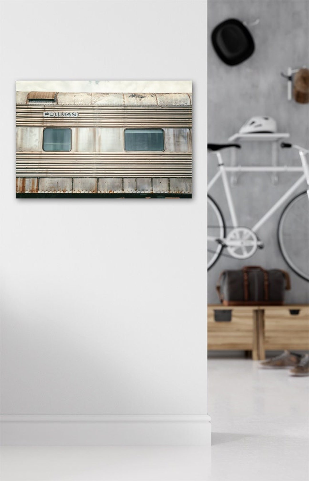 Retro Passenger Train Art Railroad Decor Mid Century Loft - Etsy