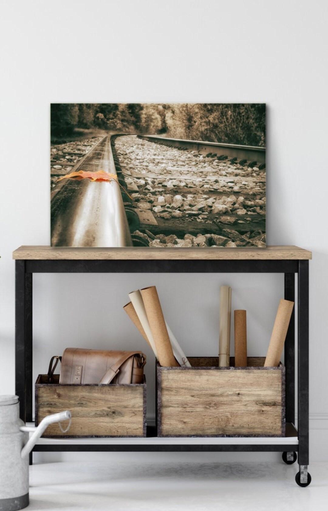 Industrial Wall Art Train Tracks Railroad Decor Sepia - Etsy
