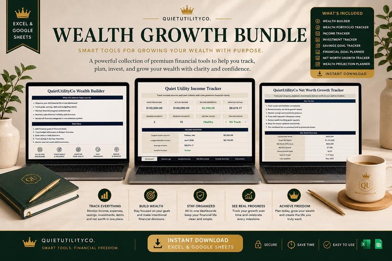 Wealth Growth Bundle Excel Spreadsheet Net Worth Tracker Financial ...