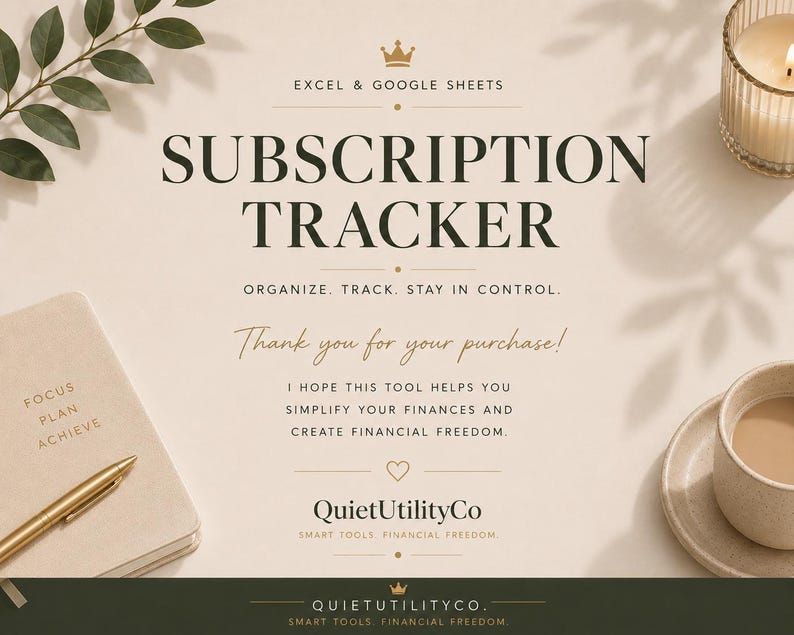 Subscription Tracker Excel Spreadsheet: Monthly Budget, Recurring Bills ...