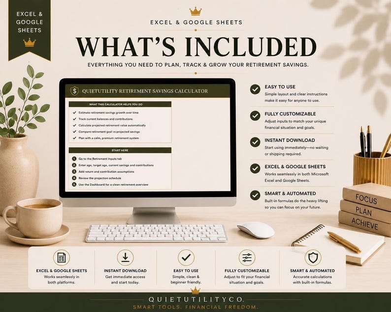 Retirement Savings Calculator Excel Template | Google Sheets Retirement ...