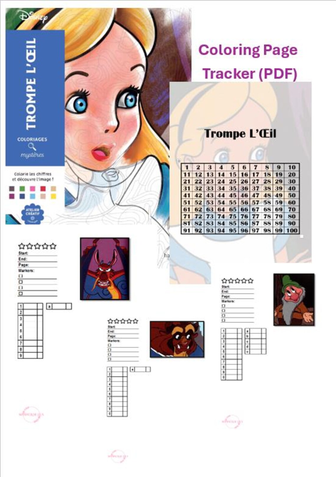 Coloring Tracker Page - Trompe L'OEIL - Etsy Canada