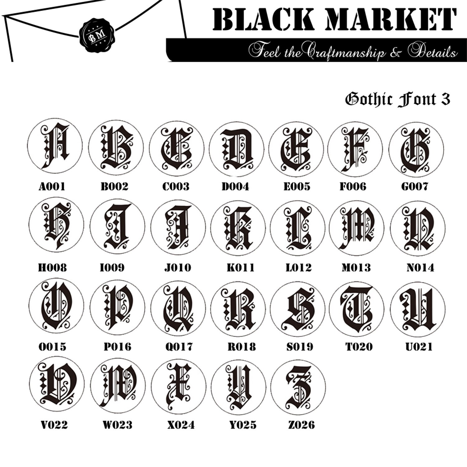 Wax Seal Stamp Set Gothic Modern Font Letter Initial | Etsy