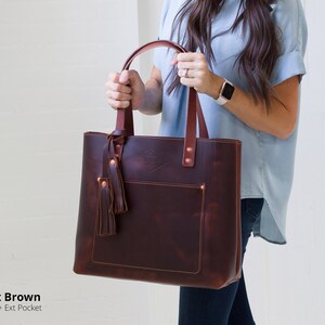 Monogrammed Leather Tote Bag for Women Valentine Gift Large Monogram ...