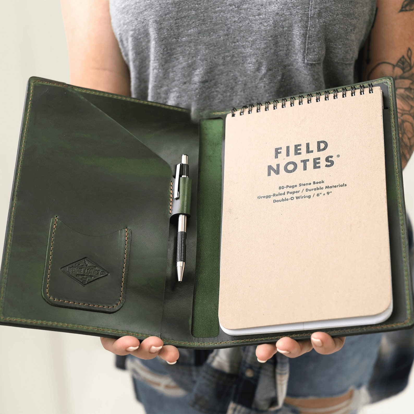 Personalized Leather Steno Pad Cover Business Field Notes 6x9 Gifts for ...
