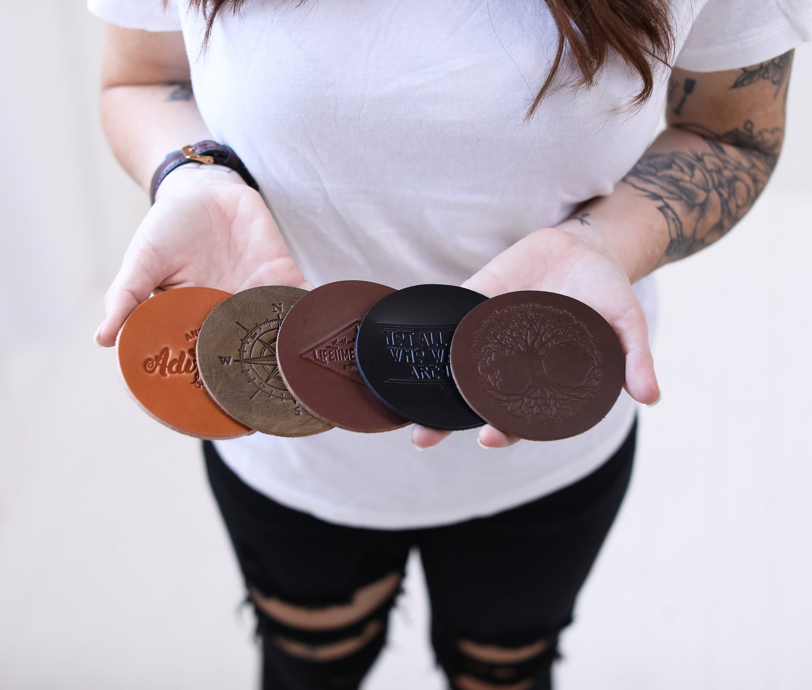 Genuine Leather Coaster Set 4 Custom Coasters Set Home - Etsy