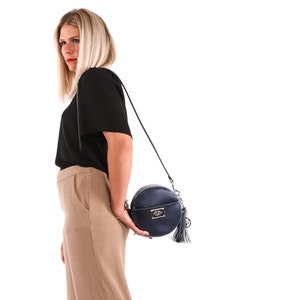 Handmade Circle Crossbody Bag, Leather Round Shoulder Bag, Circle Tote ...