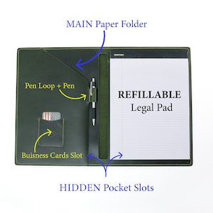Leather Legal Pad - Leather Portfolio, Teacher Gift, Refillable Legal ...