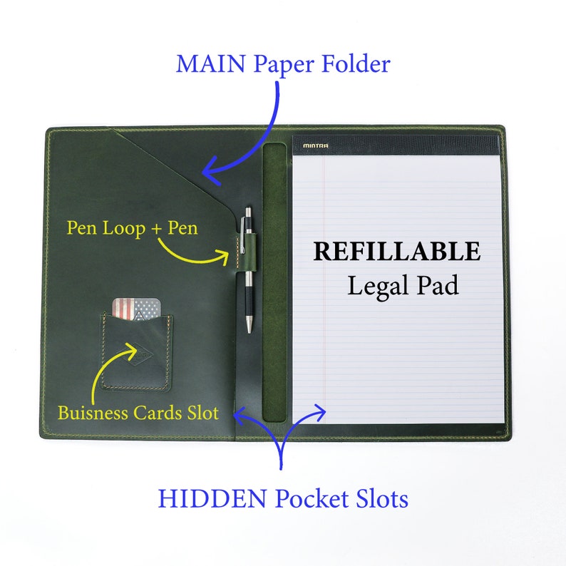 Personalized Padfolio - Leather Portfolio, Corporate Gift, Refillable ...