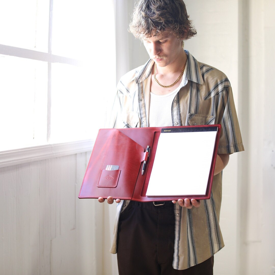 Classic Leather Portfolio - Legal Pad, Organizer Planner, Refillable ...