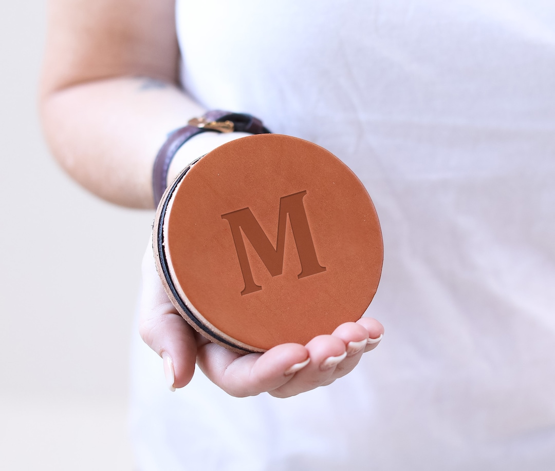 Personalized Leather Coaster Set of 4, Custom Coaster Set | Valentine ...