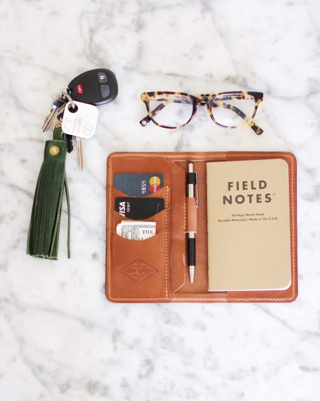 LIFETIME Field Notes Wallet - Leather Passport Wallet, Field Notes ...