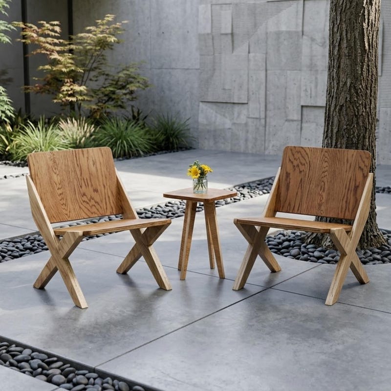 Japandi Wood Accent Chair - Etsy