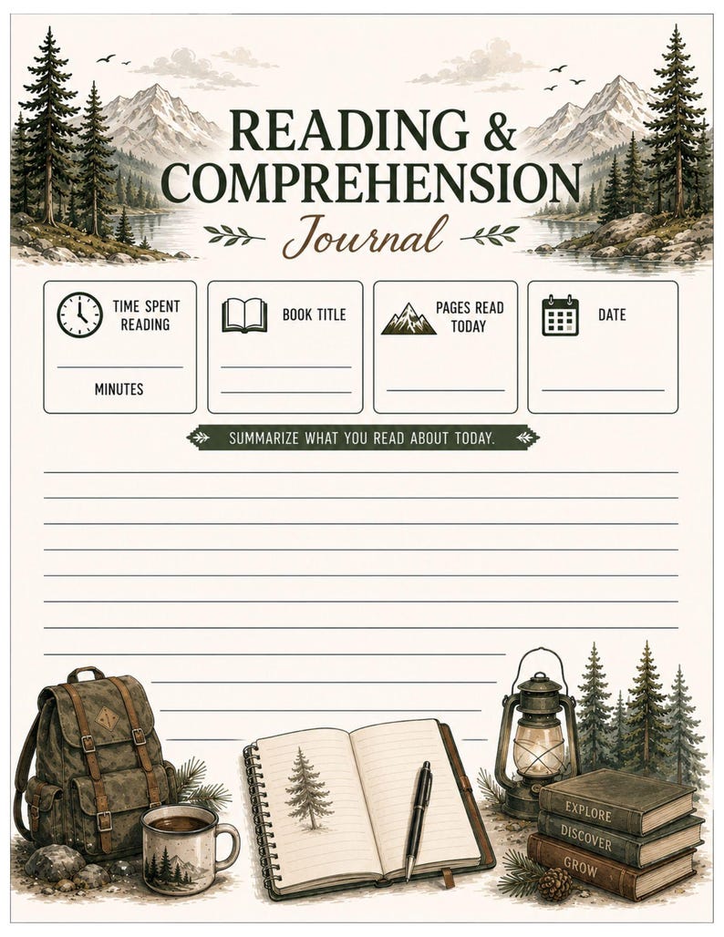 Independent Reading Comprehension Journal for Grades 5 to 10 Lake Side ...
