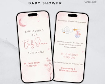 Baby Shower Animated Invitation Pink Editable Canva Template Instant ...