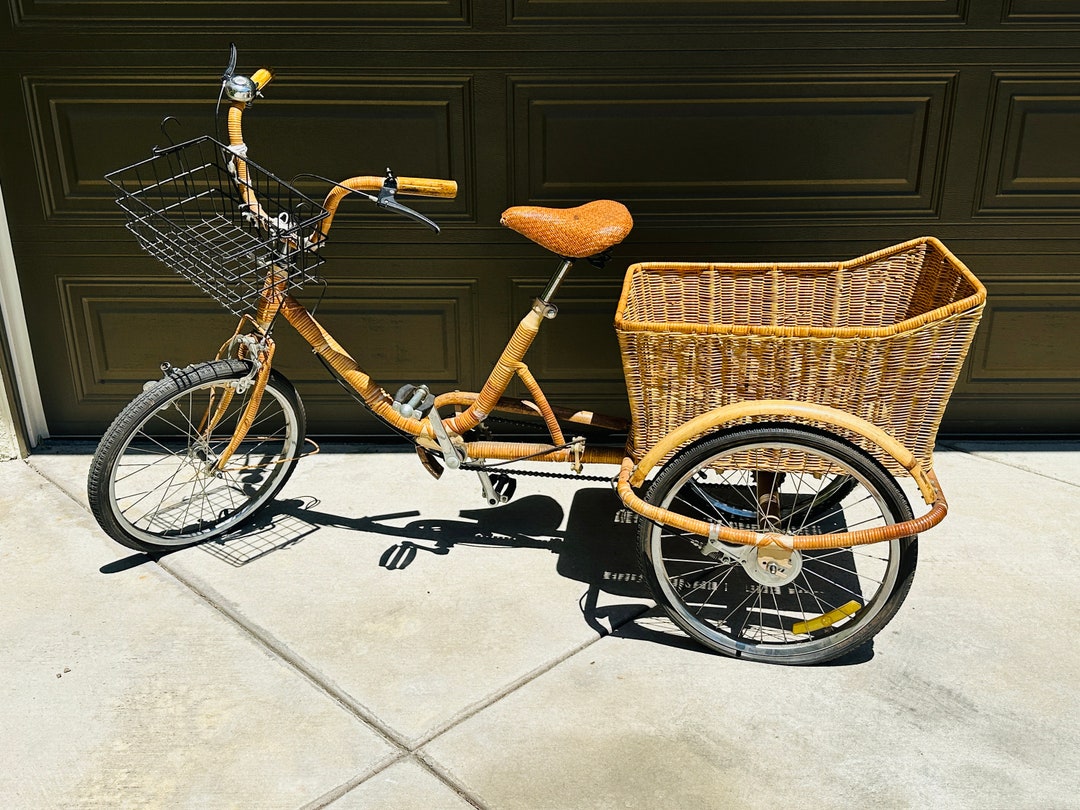 Vintage Bamboo/wicker Rattan 3 Wheel Bicycle Tricycle Read Description ...