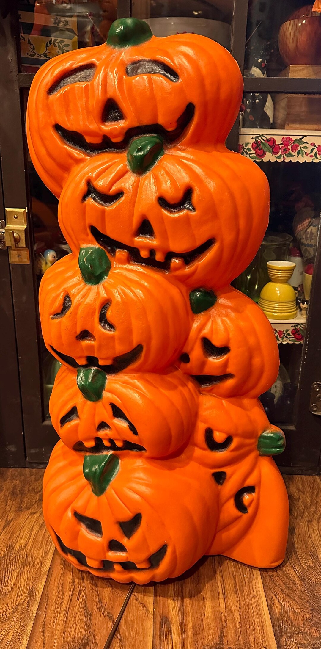 Vintage Blow Mold Stacking Pumpkins Totem 30 Bright Colors With Light ...