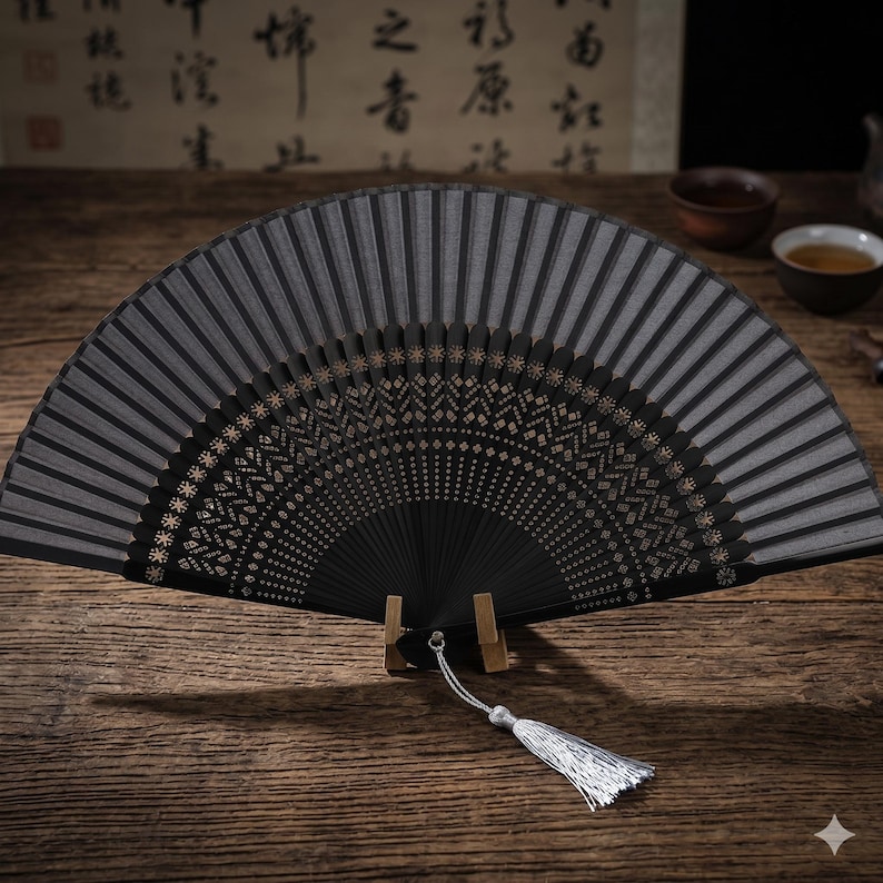 Hand-carved Bamboo & Silk Folding Fan – Elegant Chinese Hand Fan for ...