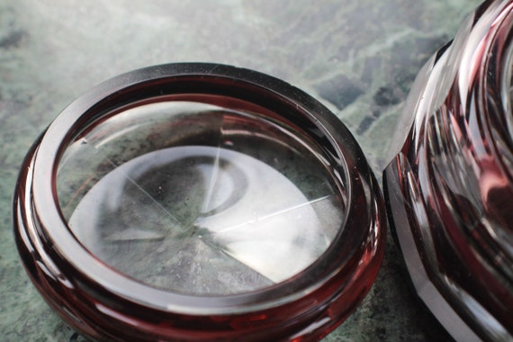 Antique Colored Crystal Powder Dish - Gem