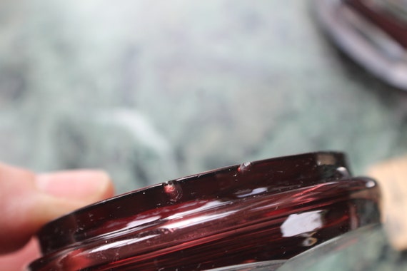 Antique Colored Crystal Powder Dish - Gem