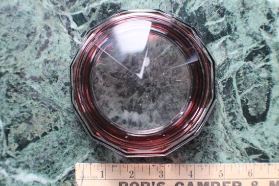 Antique Colored Crystal Powder Dish - Gem