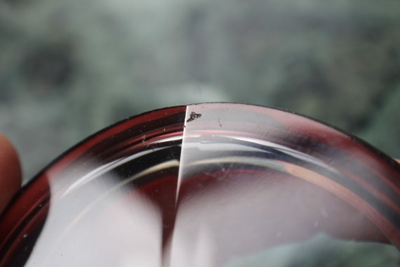 Antique Colored Crystal Powder Dish - Gem