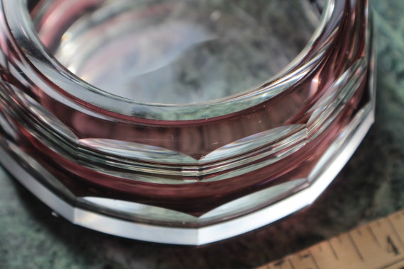 Antique Colored Crystal Powder Dish - Gem