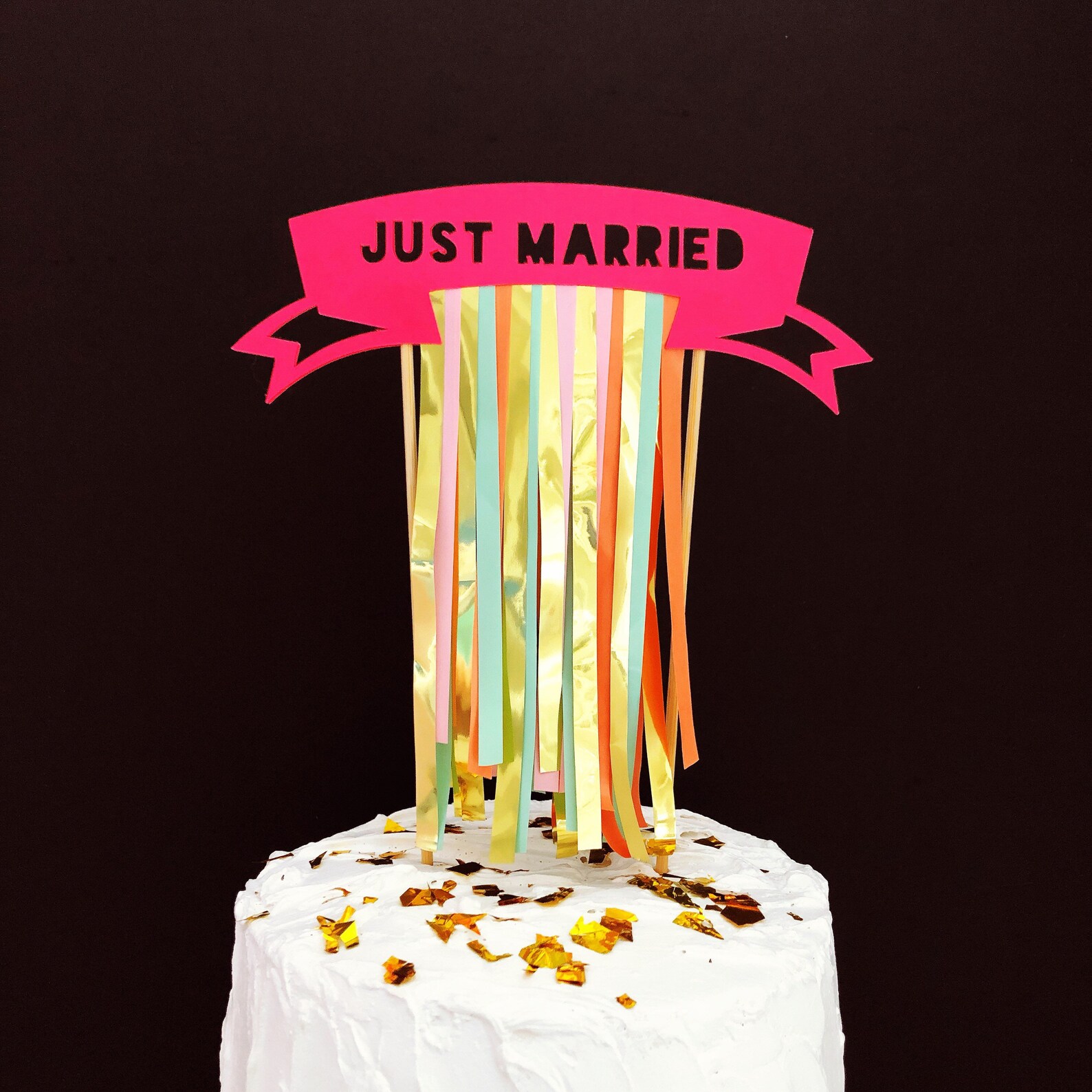 Just Married Wedding Cake Topper/ Fringe Cake Topper/ Fringe Cake ...