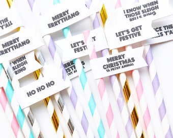 Snowflake Paper Straws Pink Winter Paper Straws Gold - Etsy