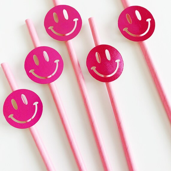 Smiley Face Straws/ 70s Party/ Hippie Party/ Flower Power/ | Etsy