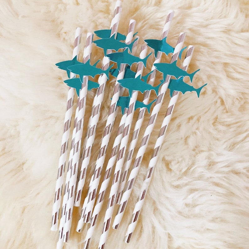 Shark Paper Straws/ Shark Theme/ Shark Party Decor/ Baby Shark - Etsy UK
